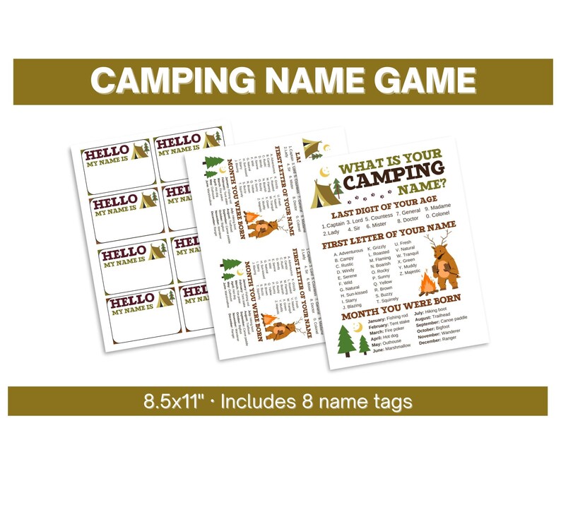 Camping Game Printable, Camping Name Game, Kids Camping Activity, Fun ...