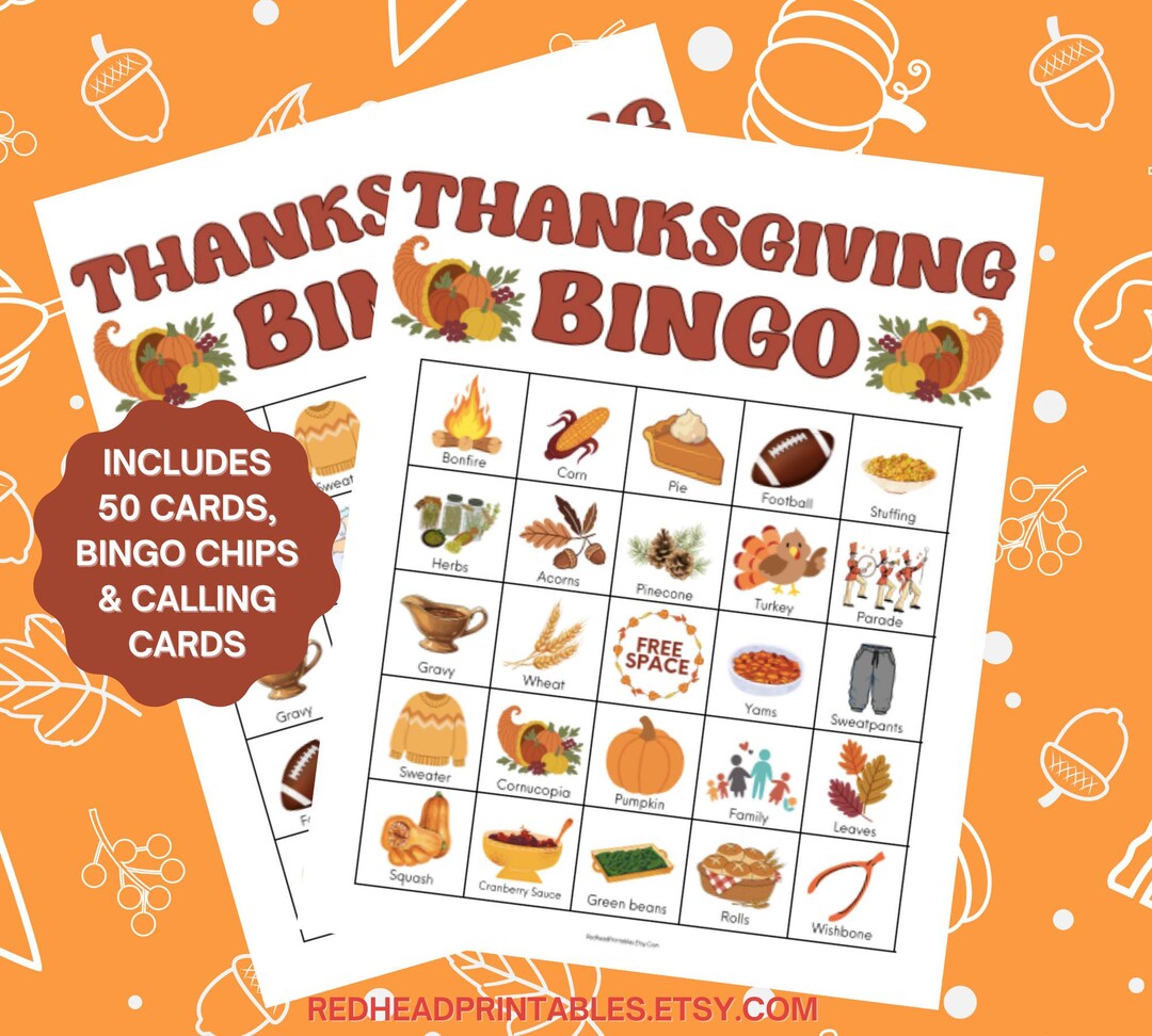 Thanksgiving Bingo Printable Game, Thanksgiving Game, Family ...