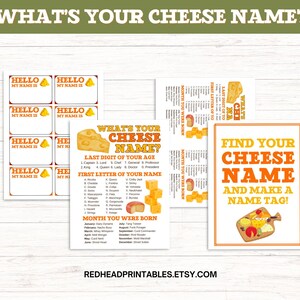 Whats Your Cheese Name Printable Game, Funny Name Game Printable ...