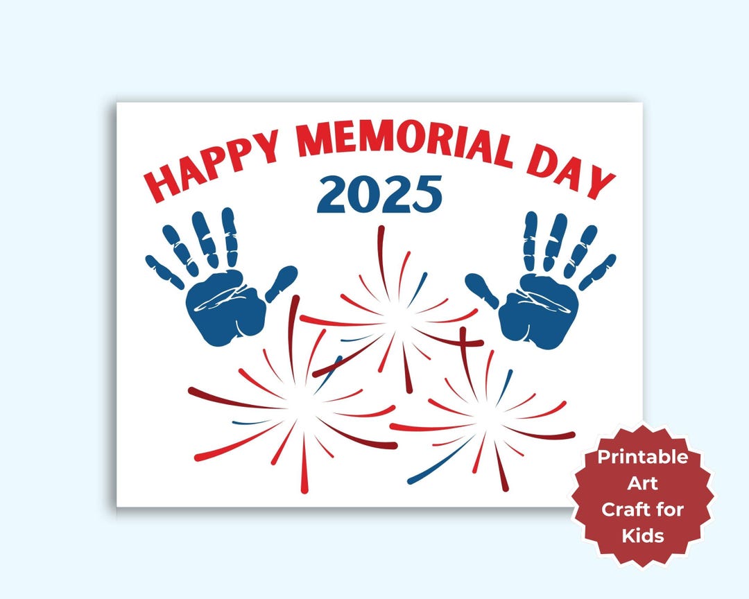 Printable Handprint Craft, Handprint Art, Memorial Day 2025 Kids ...