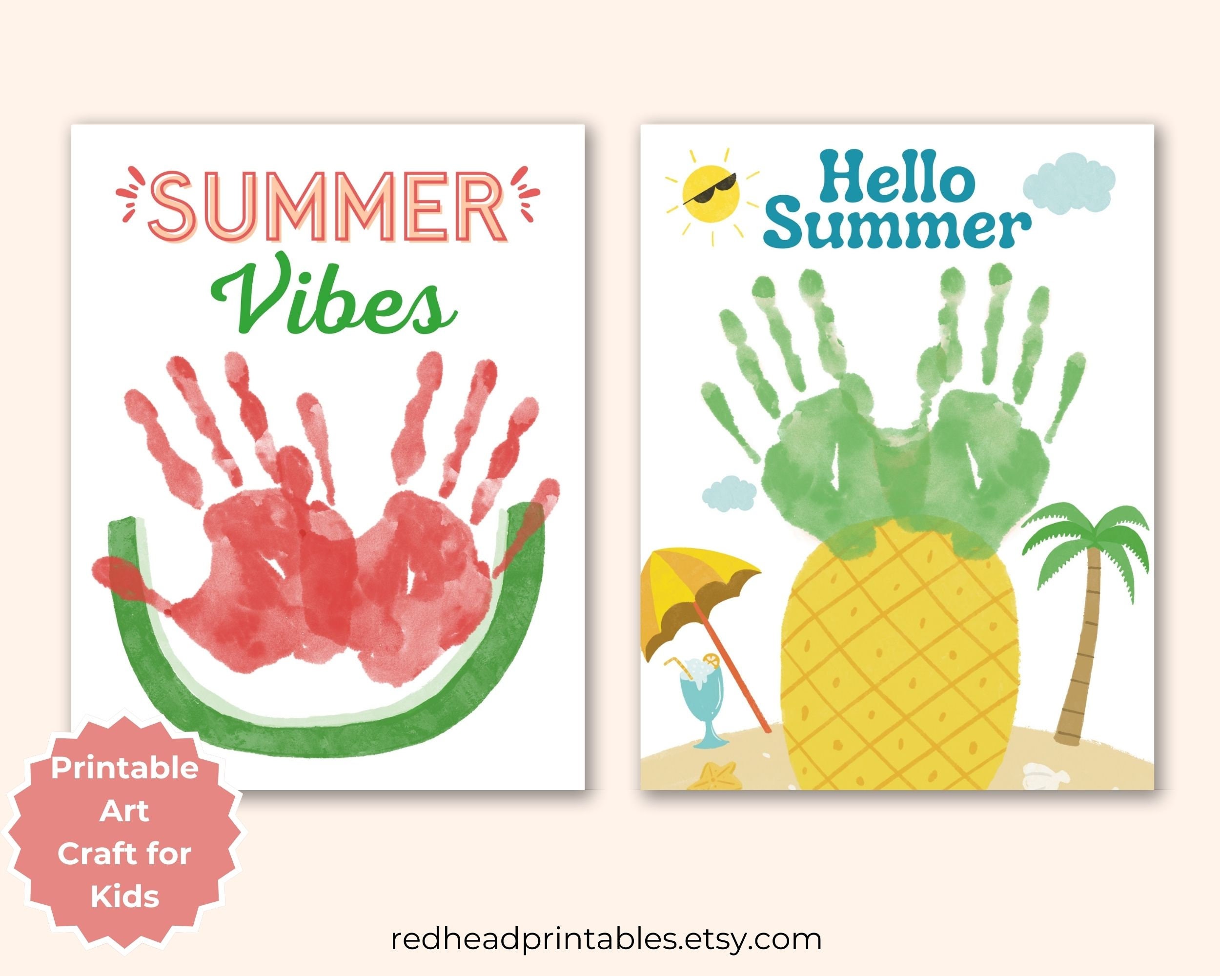 Summer Handprint Craft, Watermelon Handprint Art, Pineapple Handprint ...