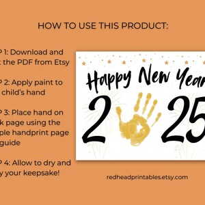 Happy New Year 2025 Handprint Art Craft, Kids New Years Eve Craft, NYE ...