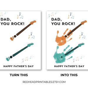 Fathers Day Handprint Art, Guitar Handprint for Dad, Kids Handprint Art ...