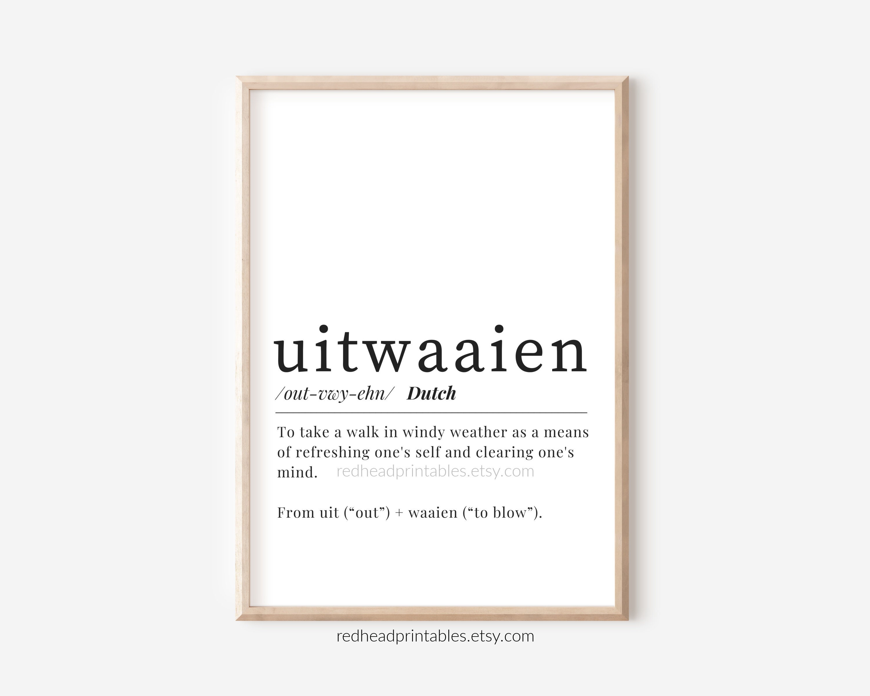 Uitwaaien Definition Printable Wall Art, Dutch Quote Printable, Outdoor ...