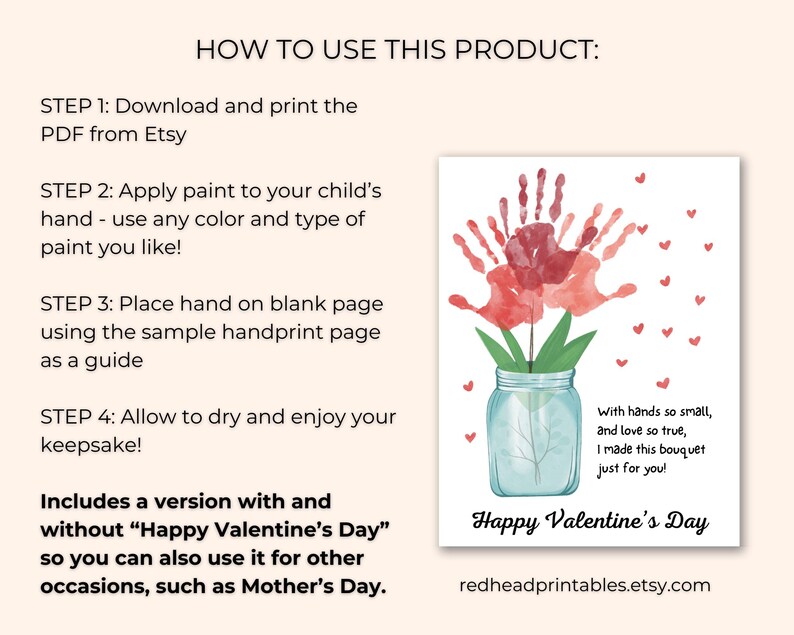 Valentines Day Handprint Art Craft, Preschool Valentines Day Craft ...