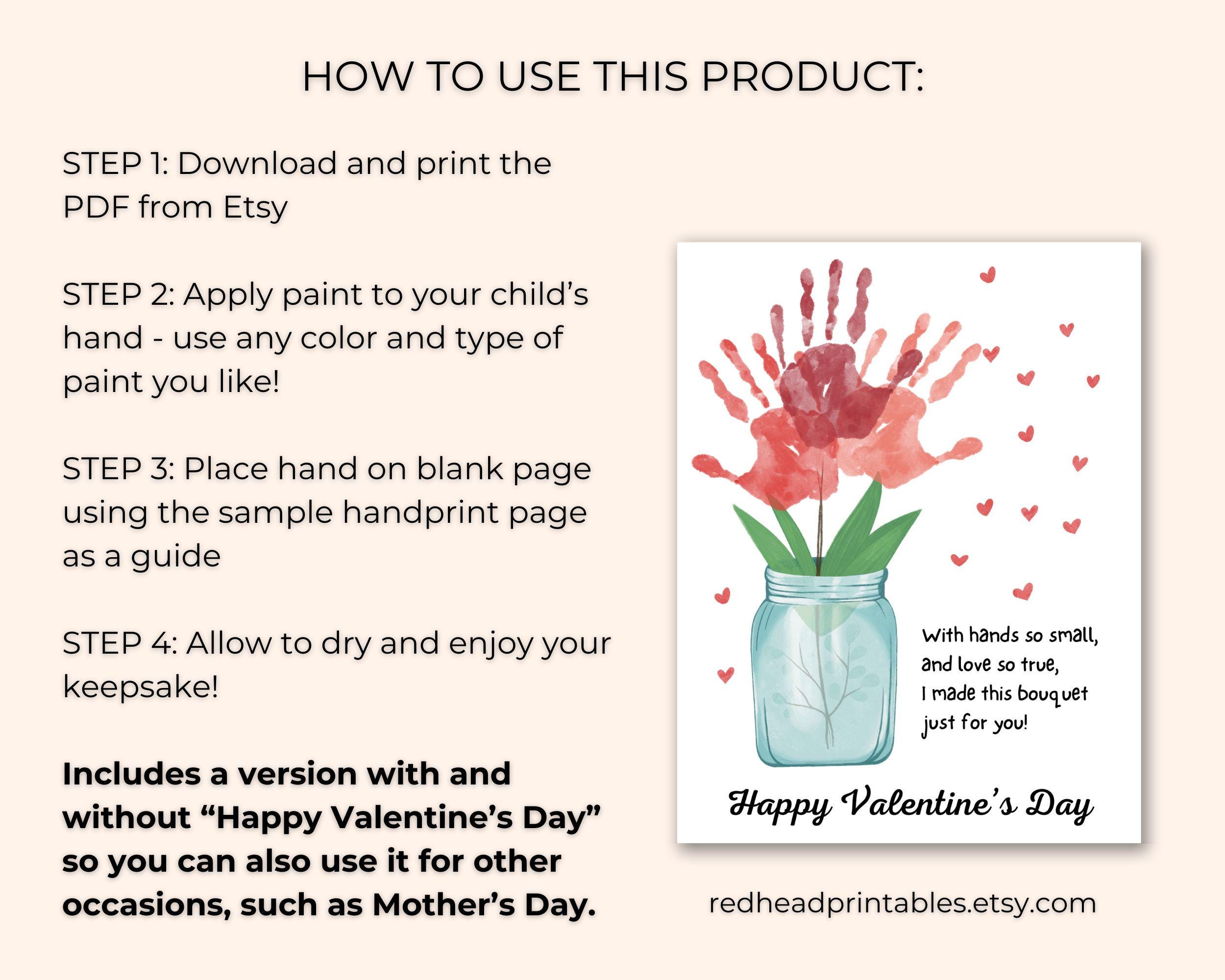 Valentines Day Handprint Art Craft, Preschool Valentines Day Craft ...