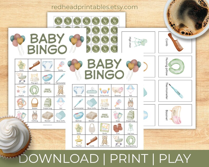 Baby Shower Bingo Game Printable PDF, Baby Bingo Game, Gender Neutral ...