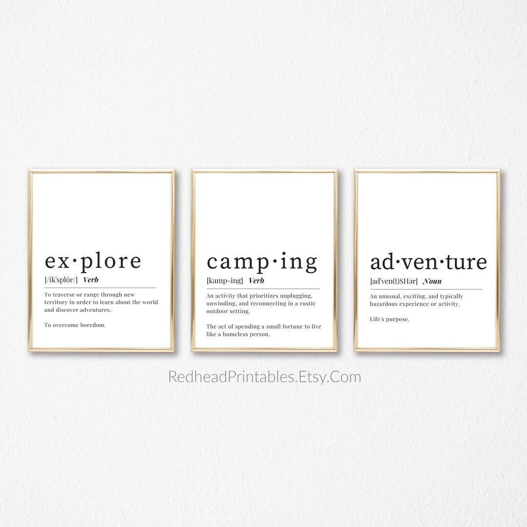Camping Definition, Explore Definition, Adventure Definition Printable ...