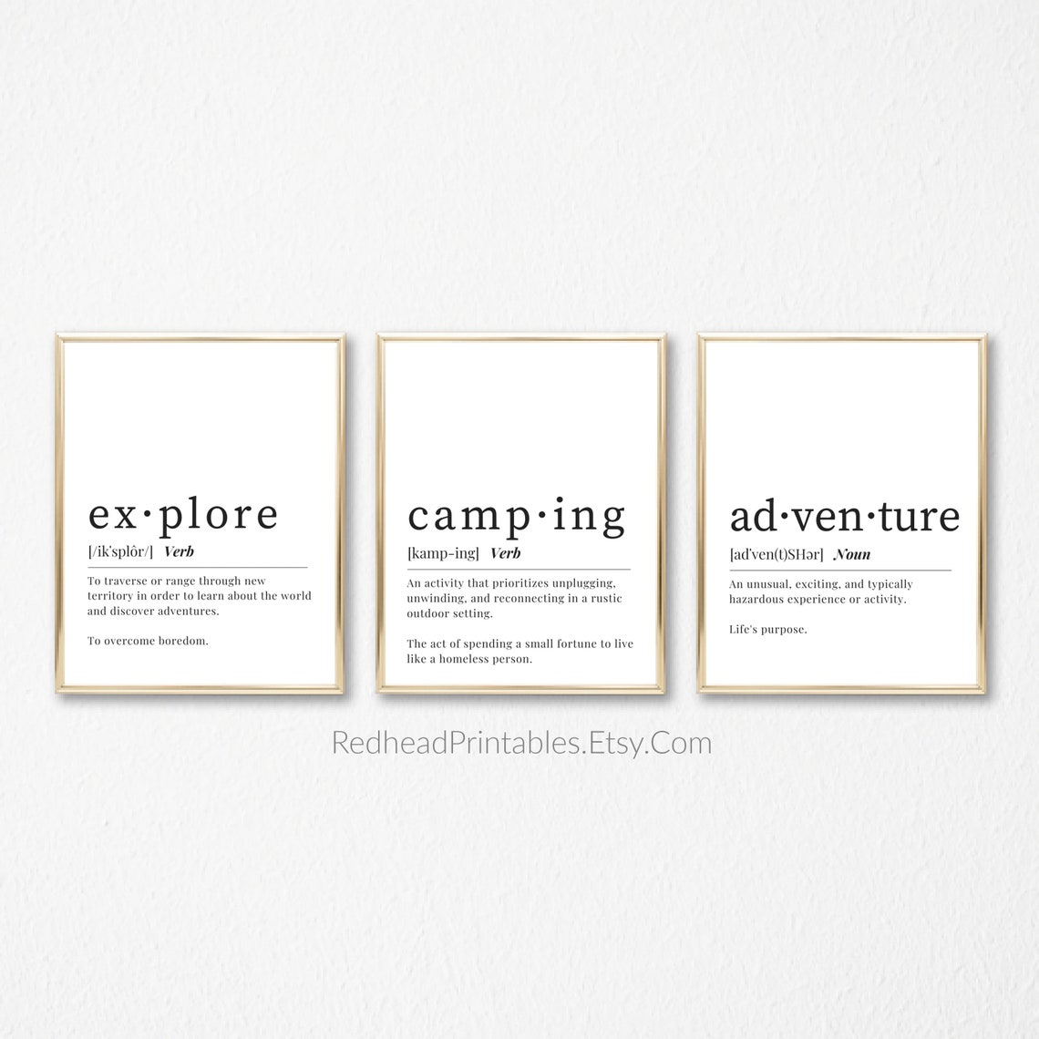 Camping Definition, Explore Definition, Adventure Definition Printable ...