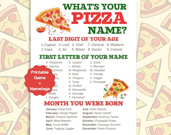 Whats Your Pizza Name Printable Game With Nametags and Sign, Pizza ...