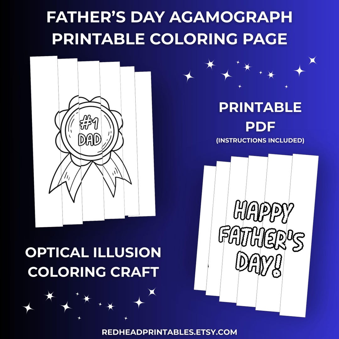 Fathers Day Coloring Page Agamograph Printable, Optical Illusion ...