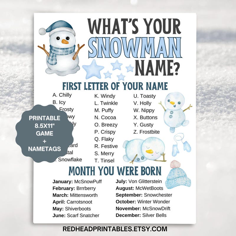 Snowman Game - Etsy