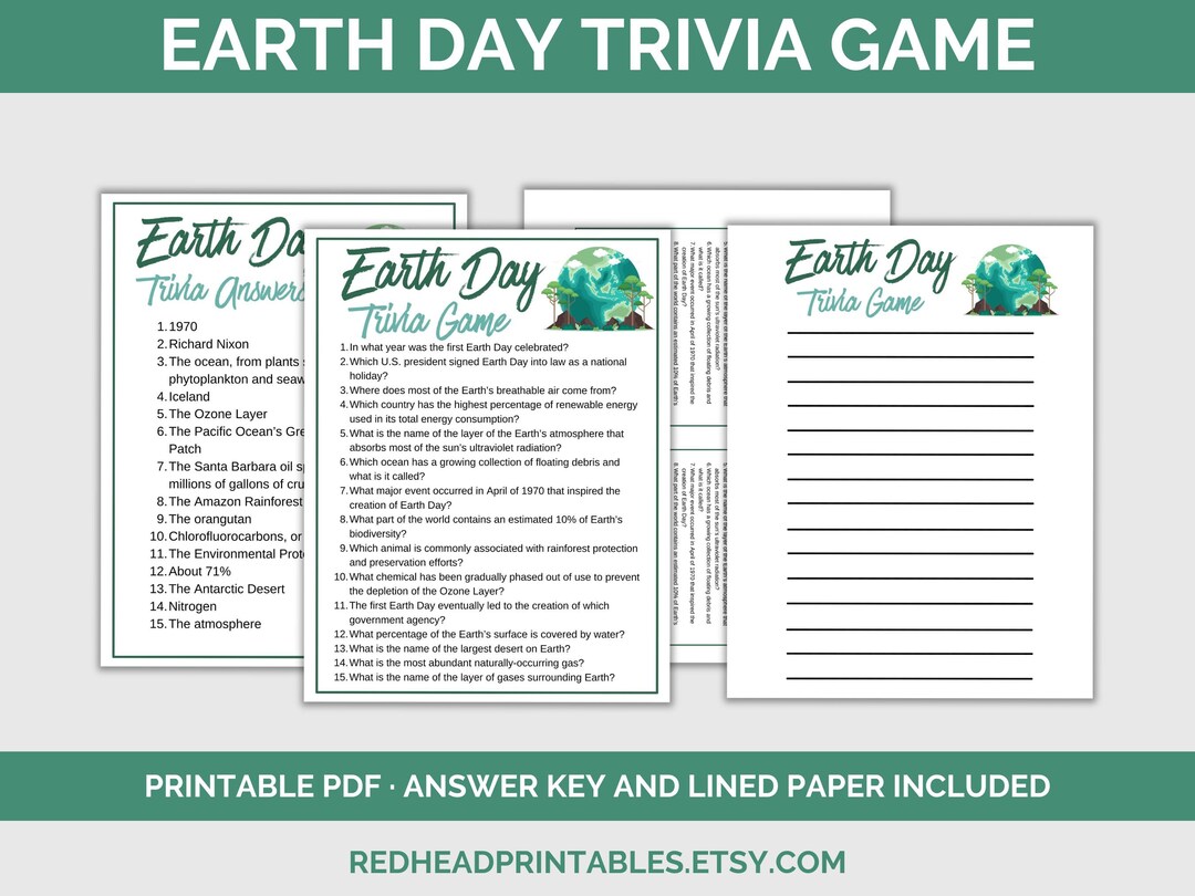 Earth Day Trivia Game PDF, Printable Earth Day Game, Earth Day ...