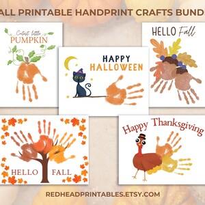 Fall Handprint Crafts Bundle, Thanksgiving Handprint Craft, Halloween ...