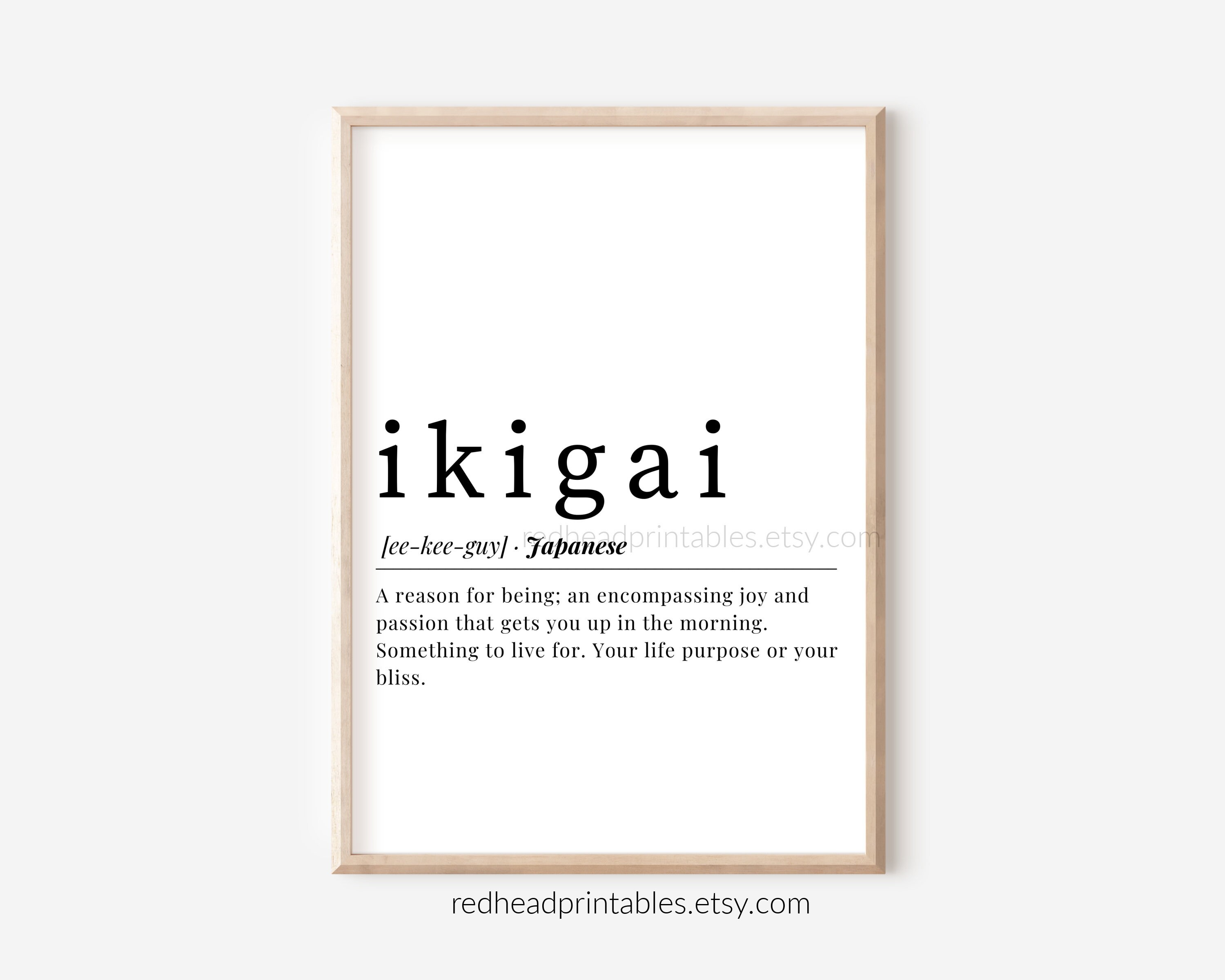 Ikigai Definition Printable Wall Art, Ikigai Dictionary Print, Japanese ...