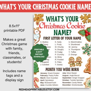 Whats Your Christmas Cookie Name Game Printable, Cookie Party Game ...