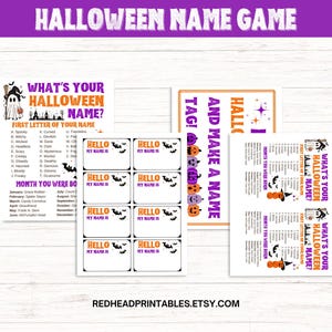 Halloween Party Game Printable, Whats Your Halloween Name Game, Funny ...