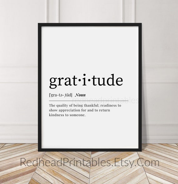 Gratitude Definition Wall Art Gratitude Dictionary Printable | Etsy