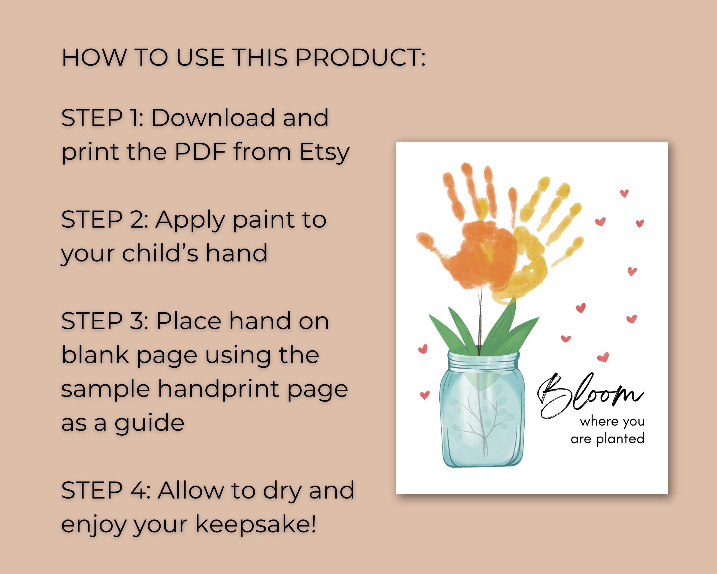 Handprint Flower Art Craft, Printable Handprint Art for Kids, Summer ...