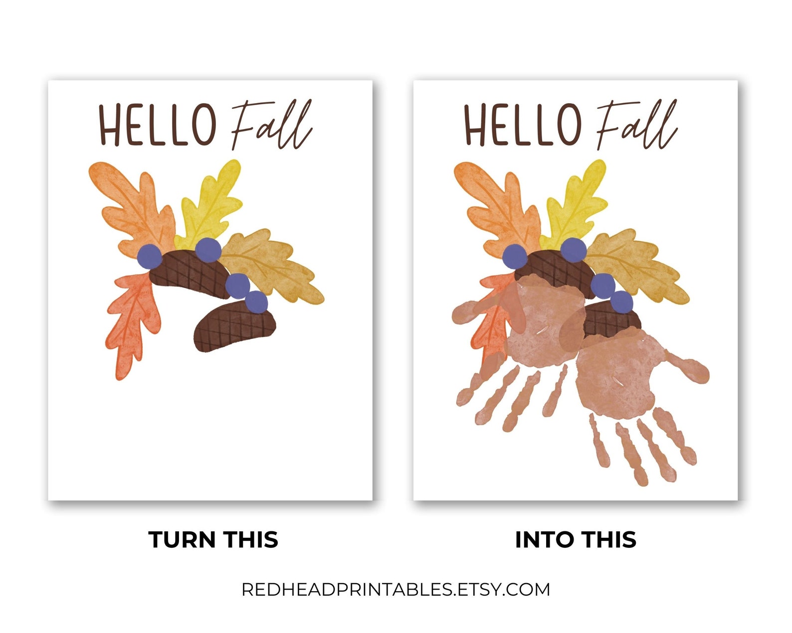 Fall Handprint Art for Kids, Printable Autumn Handprint Craft, Hello ...