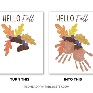 Fall Handprint Art for Kids, Printable Autumn Handprint Craft, Hello ...