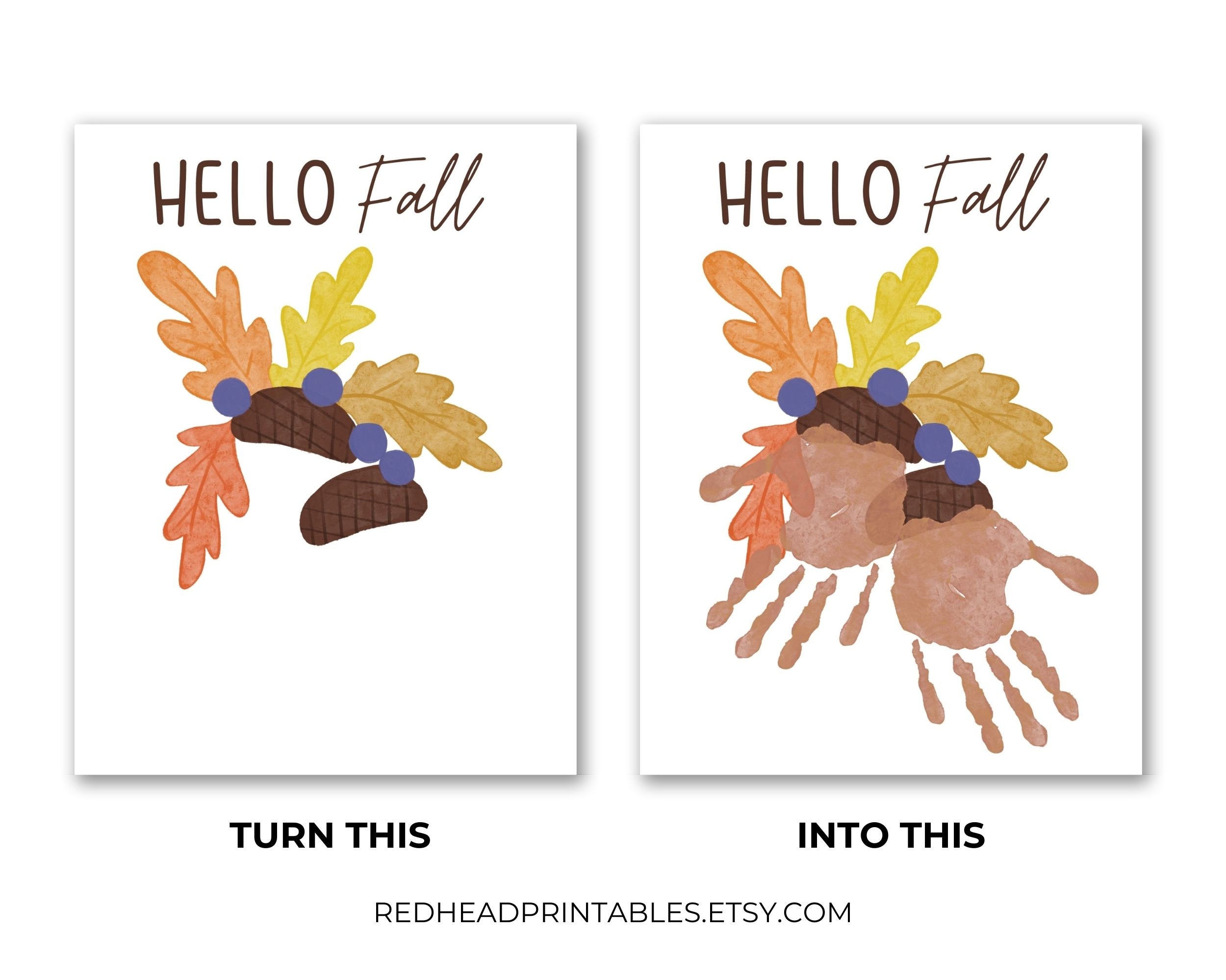 Fall Handprint Art for Kids, Printable Autumn Handprint Craft, Hello ...