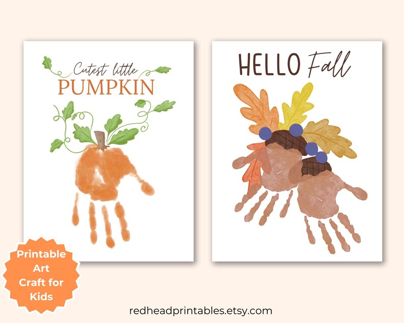 Fall Handprint Art for Kids, Printable Autumn Handprint Craft, Hello ...