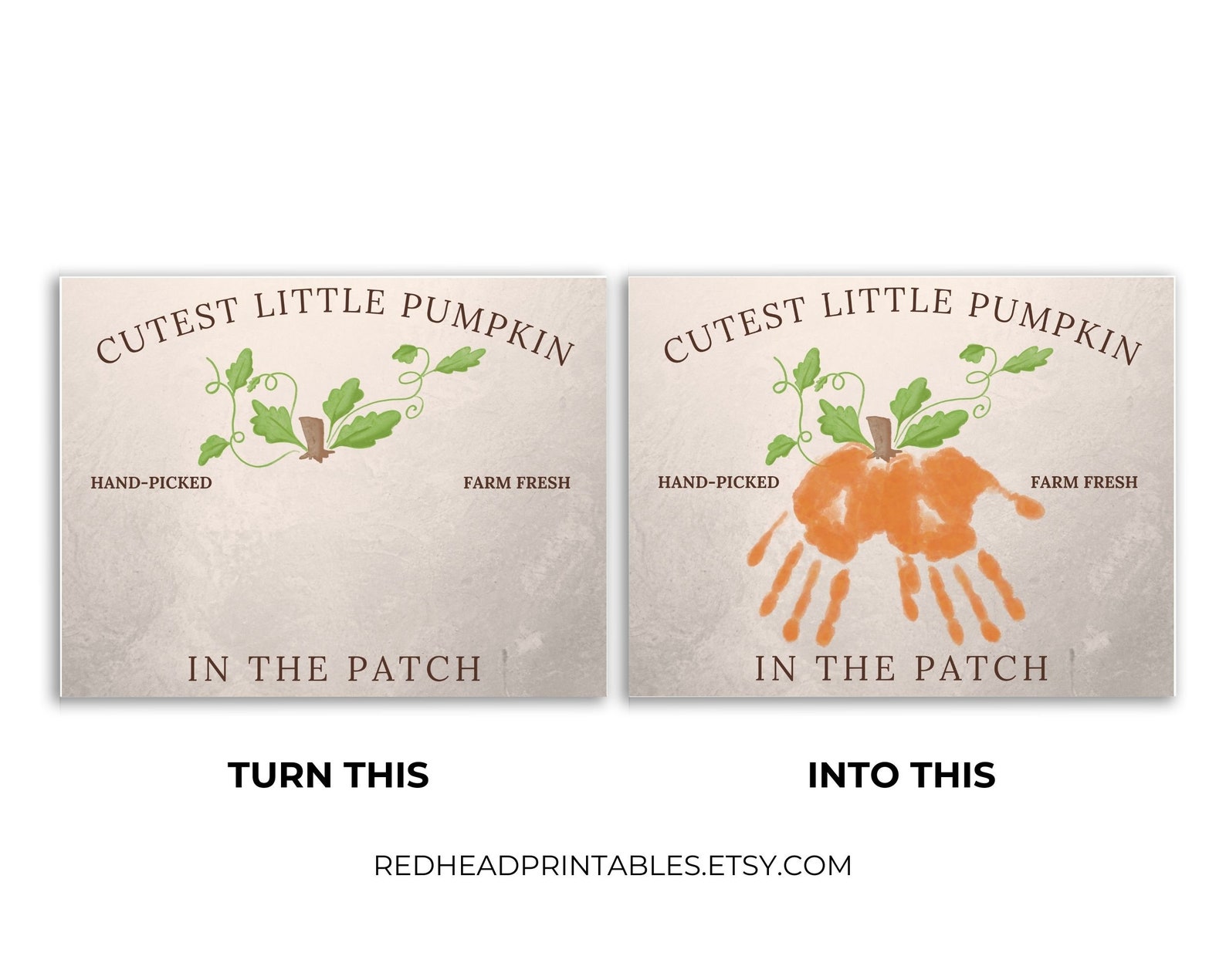 Cutest Little Pumpkin in the Patch Handprint Art Printable, Fall ...
