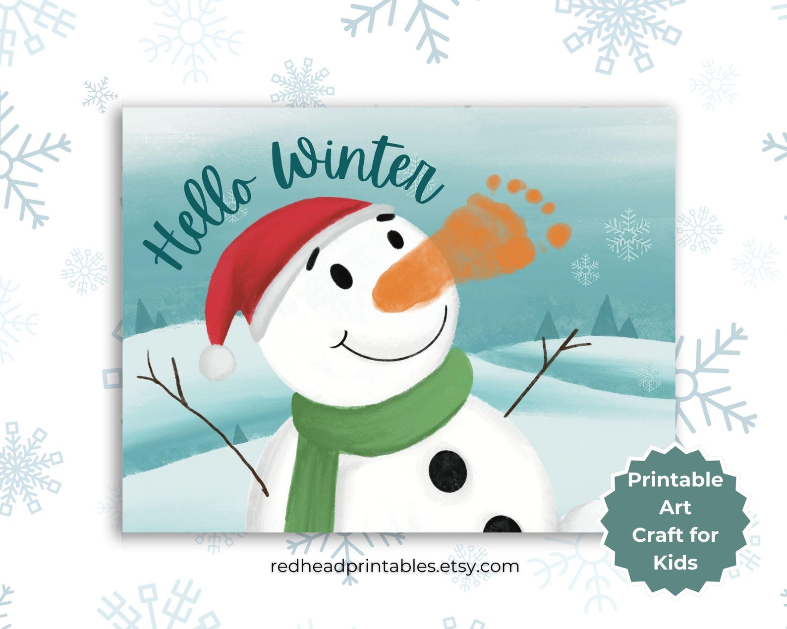 Hello Winter Snowman Footprint Craft, Baby Footprint Art Craft ...