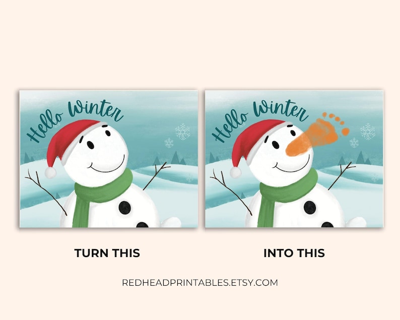 Hello Winter Snowman Footprint Craft, Baby Footprint Art Craft ...
