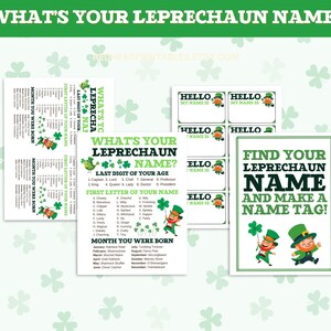 Whats Your Leprechaun Name Game Printable, St Patricks Day Game, Irish ...
