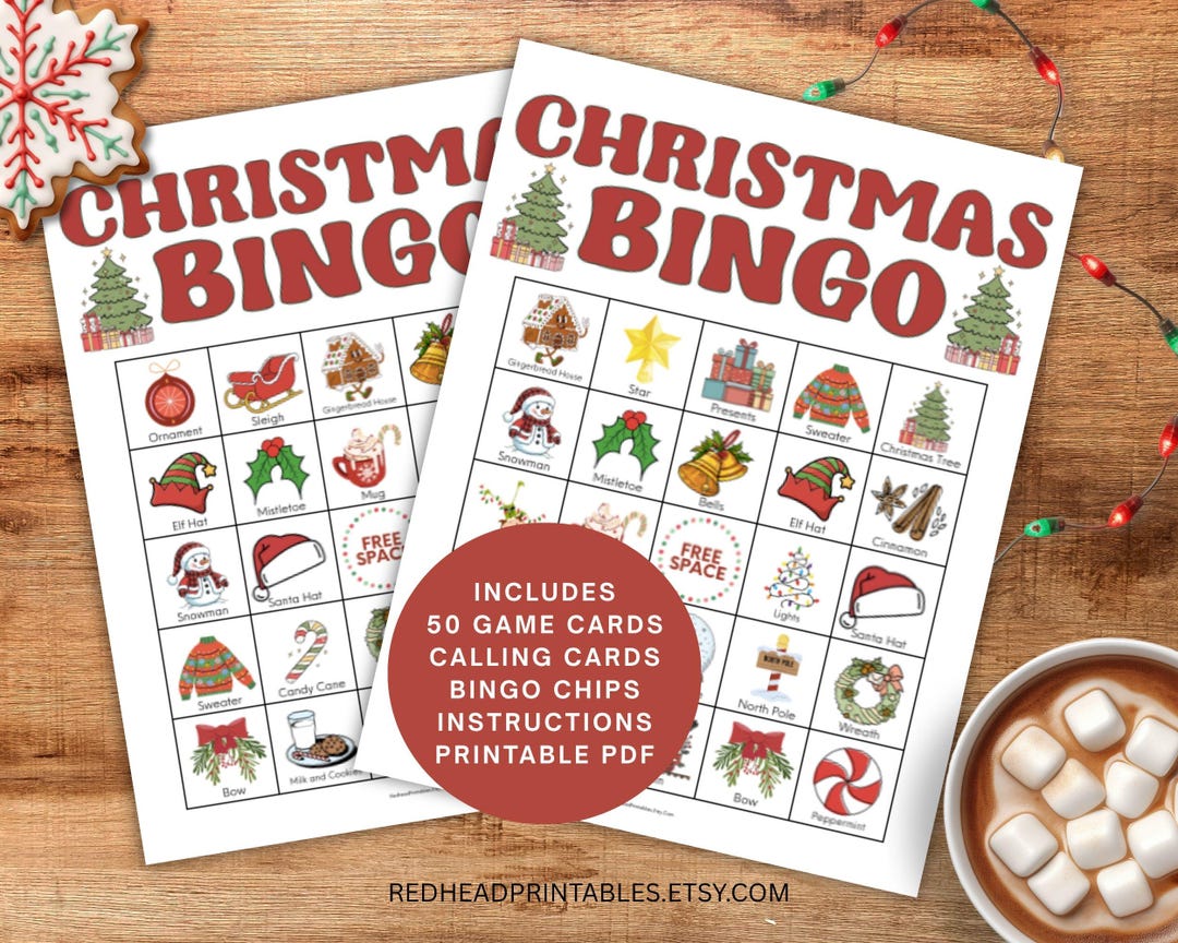 Christmas Bingo Cards Printable Game, Family Christmas Game, Holiday ...