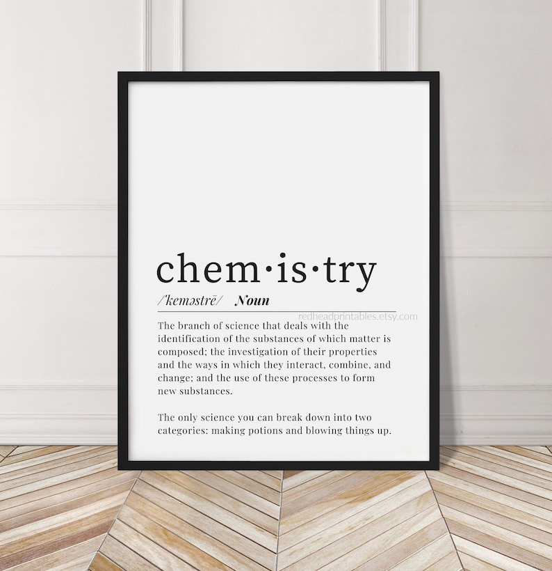Chemistry Definition Printable Wall Art, Chemistry Teacher Gift ...