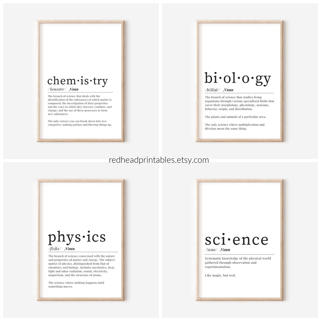 Science Teacher Definition Printable Wall Art Bundle, Science ...