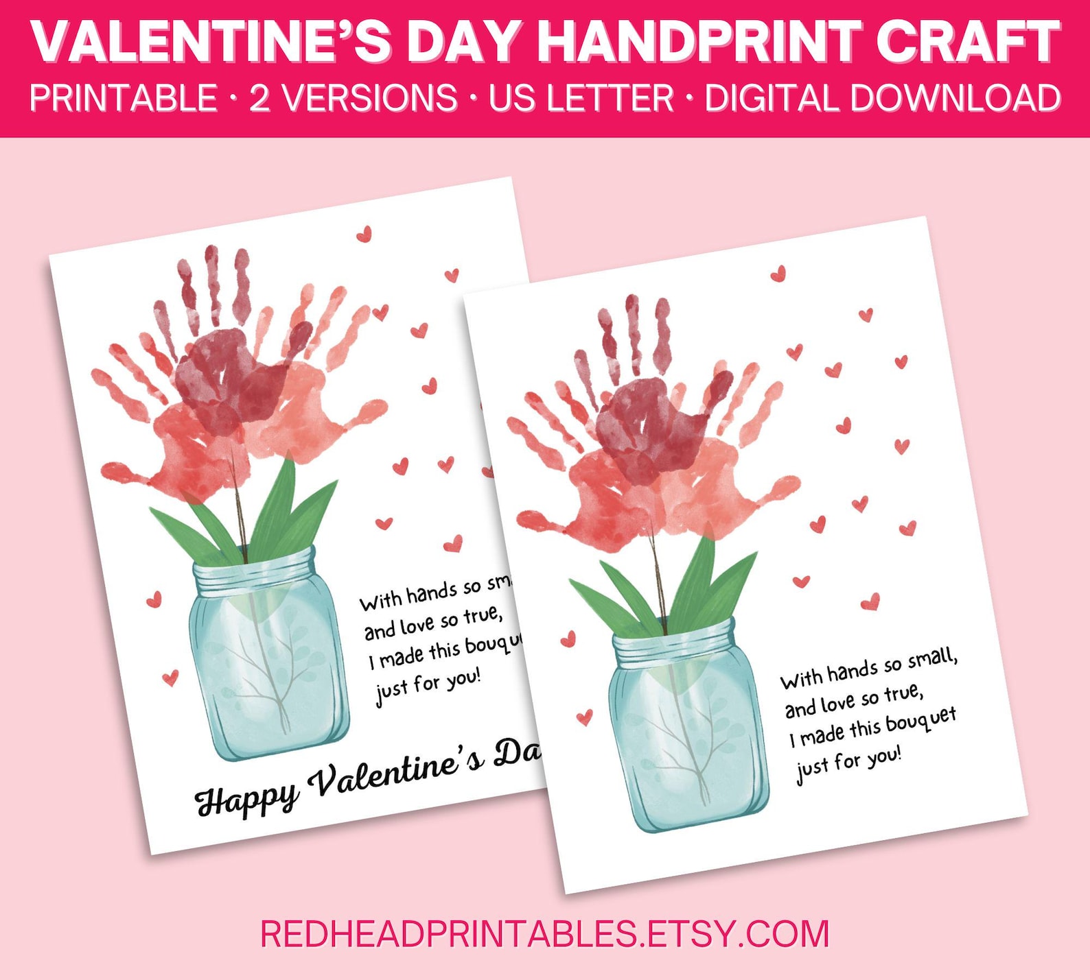 Valentines Day Handprint Art Craft, Preschool Valentines Day Craft ...