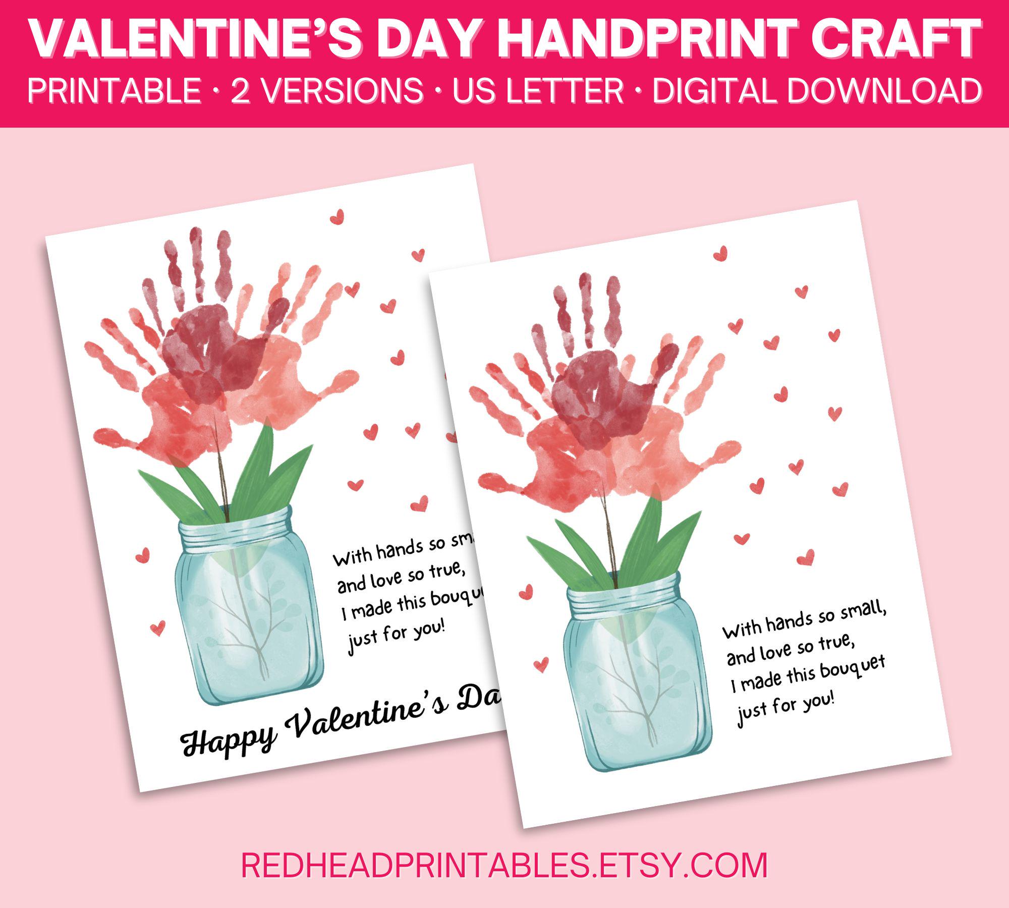 Valentines Day Handprint Art Craft, Preschool Valentines Day Craft ...