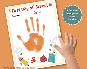 First Day of School Handprint Craft, Back to School Handprint Art ...