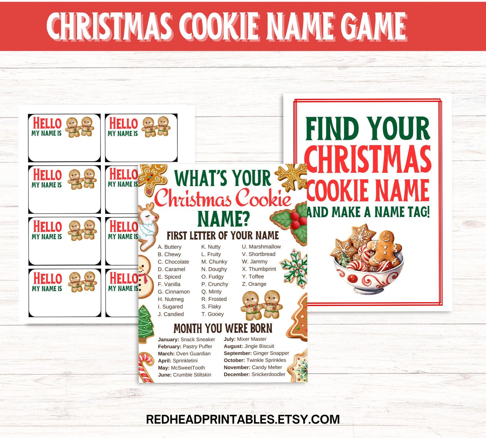 Whats Your Christmas Cookie Name Game Printable, Cookie Party Game ...