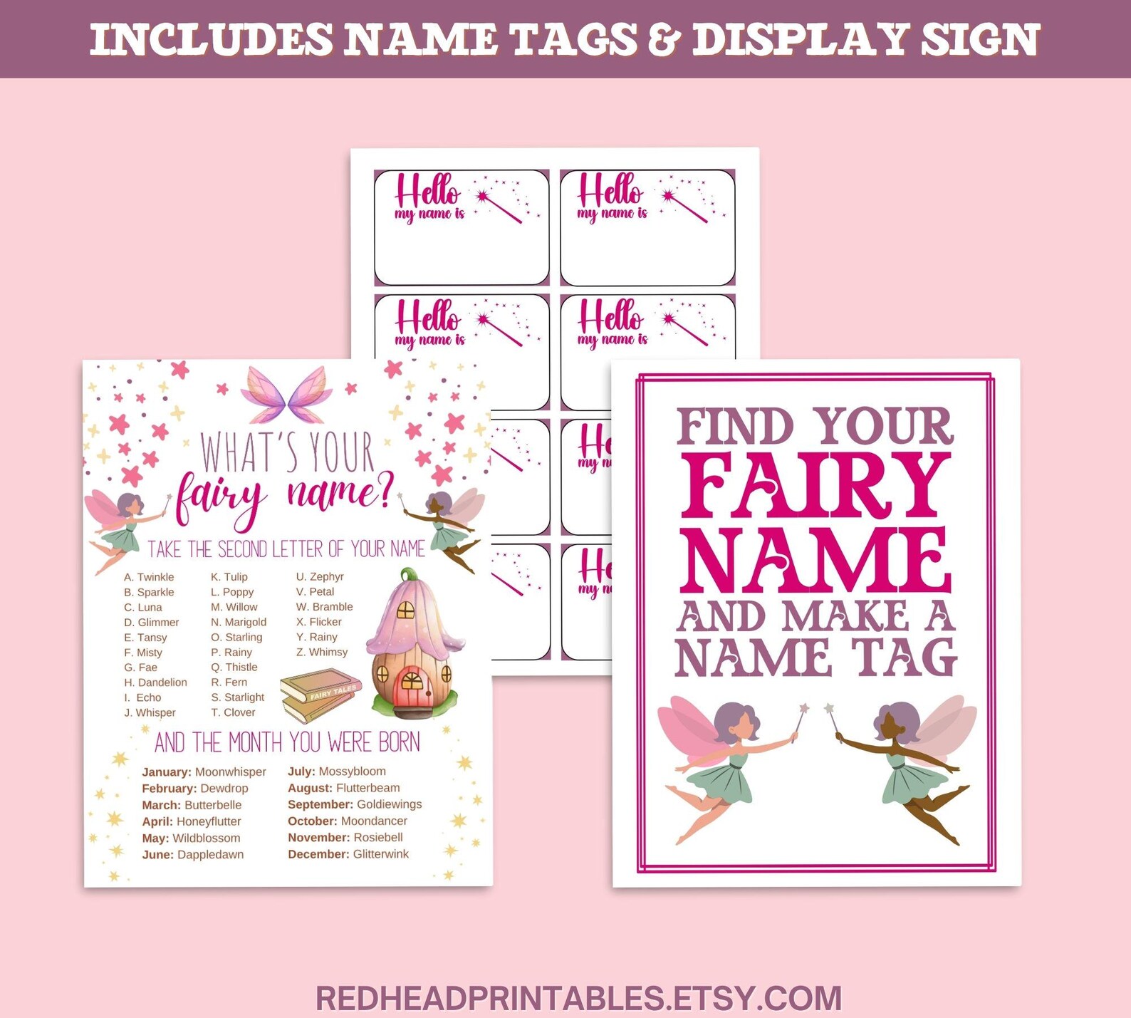 Whats Your Fairy Name Game, Printable Fairy Birthday Party Game, Girls ...