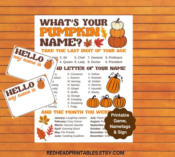 Printable Fall Harvest Name Plates A Collection Of Folk Art Styled