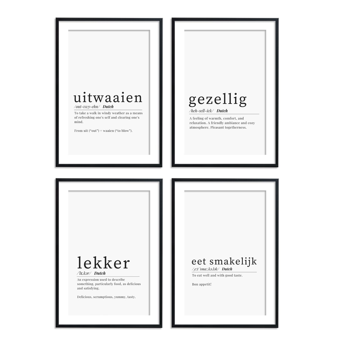 Dutch Definitions Printable Wall Art Bundle, Gezellig Definition ...