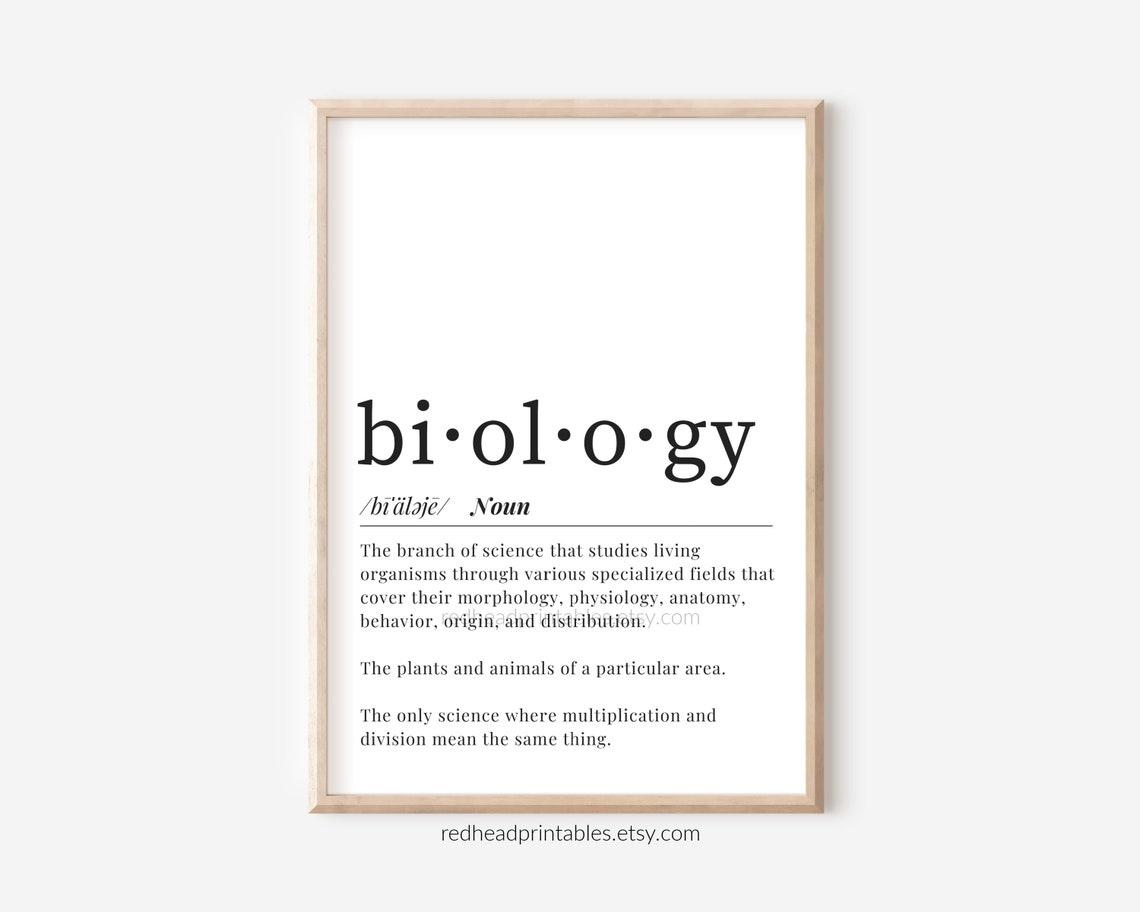 Biology Definition Printable Wall Art, Biology Student Gift, Biology ...