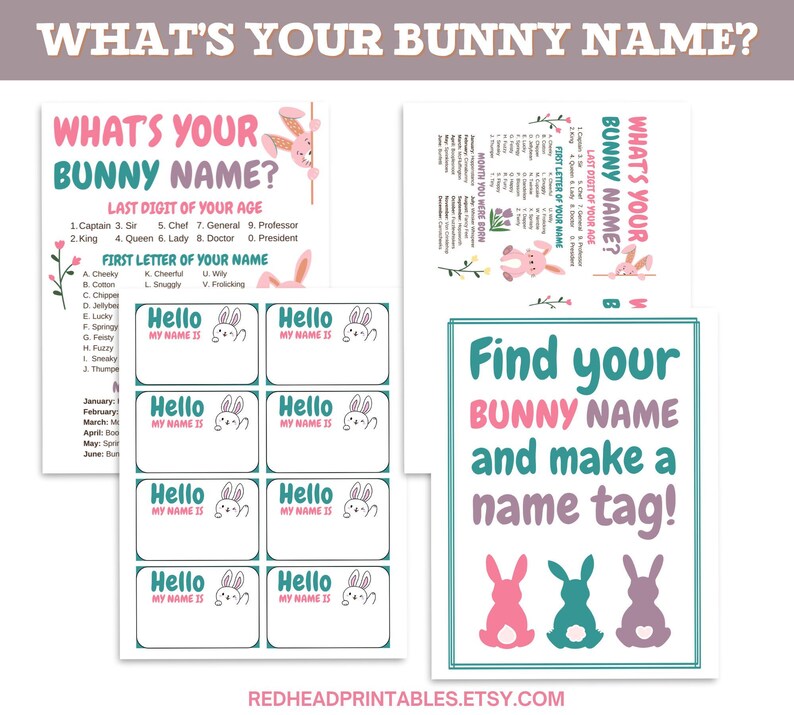 Whats Your Bunny Name Game Printable, Easter Game for Family, Kids ...