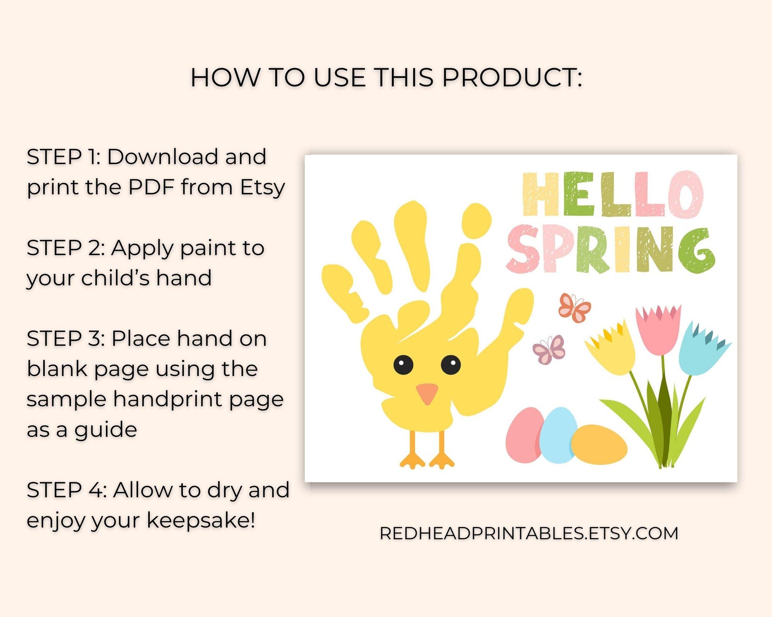 Hello Spring Handprint Craft Kids Printable, Easter Spring Craft for ...