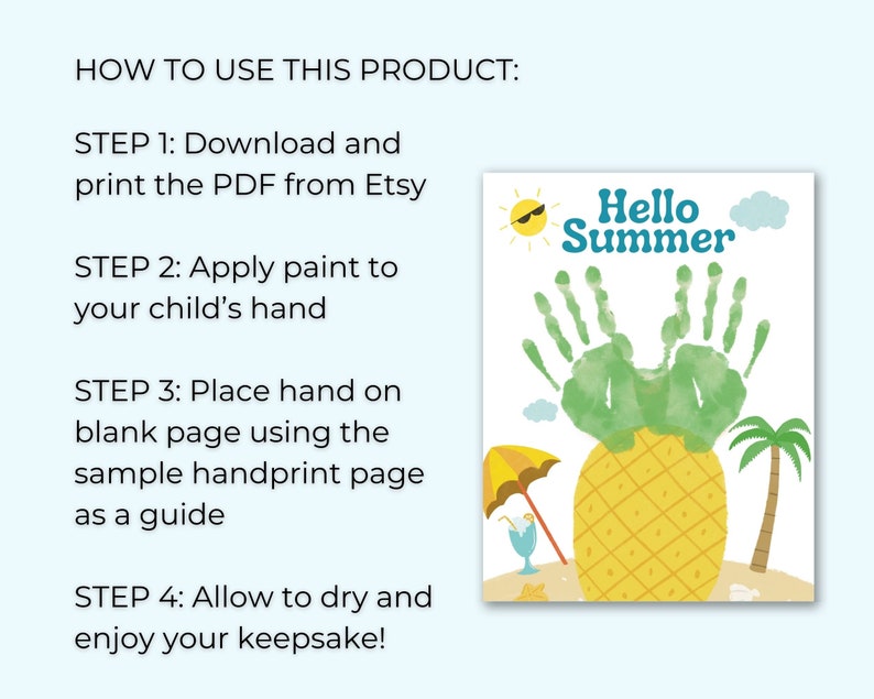 Summer Handprint Craft, Watermelon Handprint Art, Pineapple Handprint ...