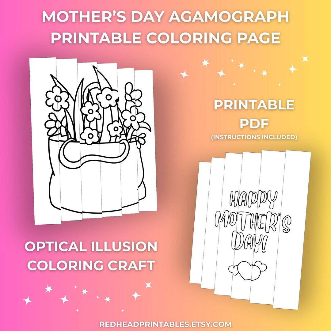Mothers Day Coloring Page Agamograph Printable, Optical Illusion ...