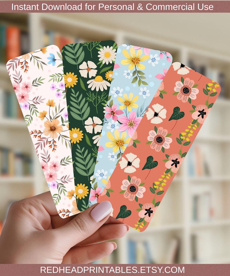 Spring Bookmarks Printable Set of 4 Floral Cottagecore Bookmarks ...