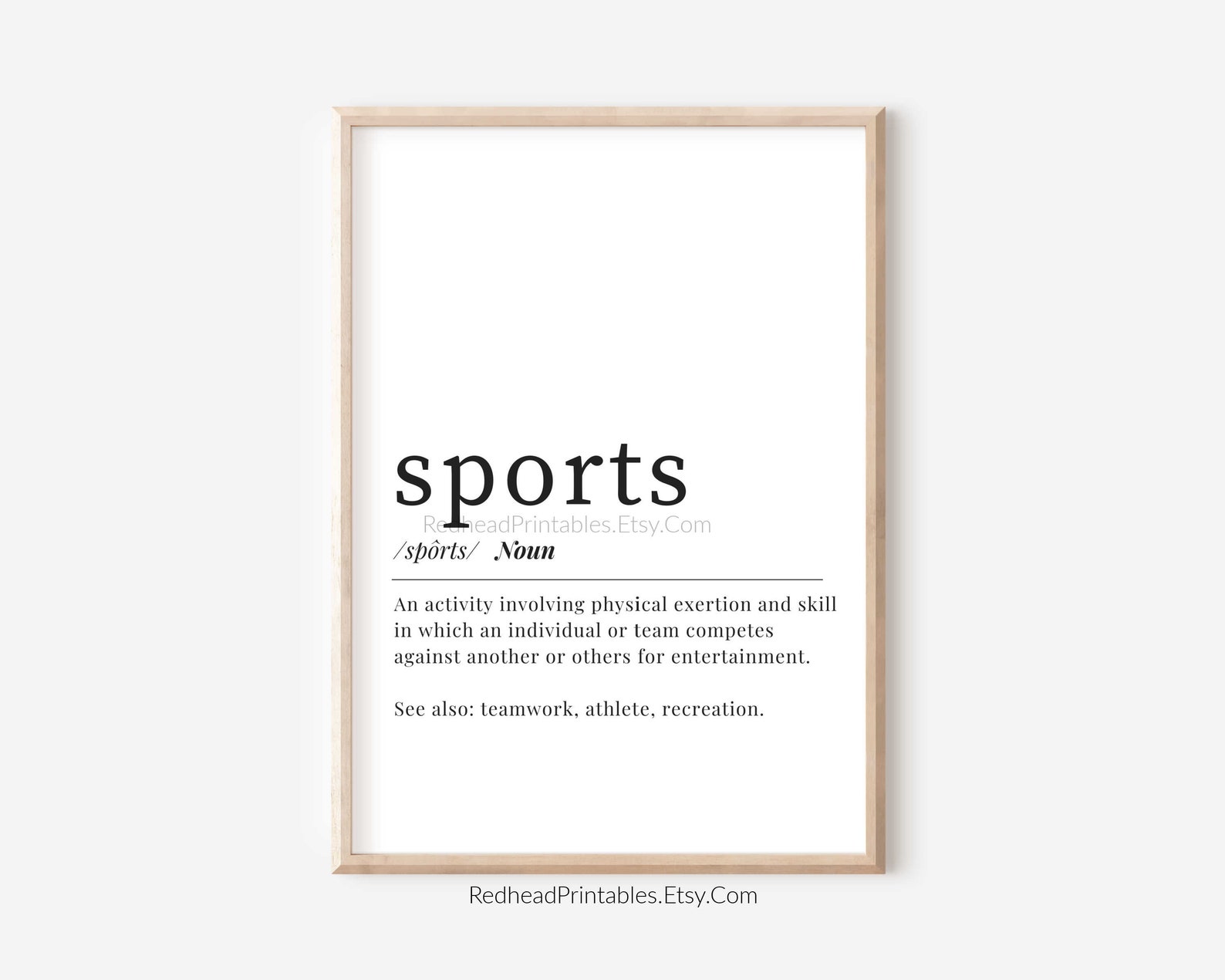 Sports Definition Printable Wall Art, Dictionary Printable Decor, Gym ...
