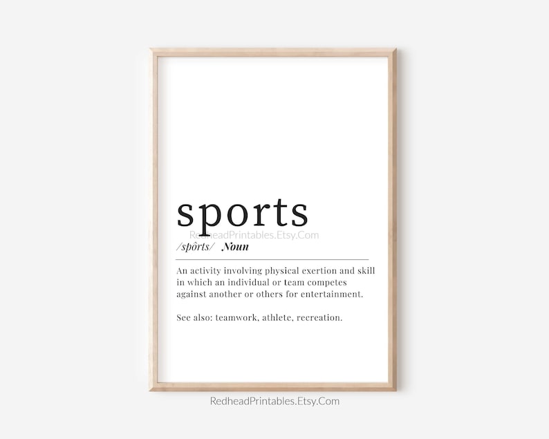 Sports Definition Printable Wall Art, Dictionary Printable Decor, Gym ...