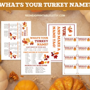 Whats Your Turkey Name Printable Game, Thanksgiving Game Printable ...